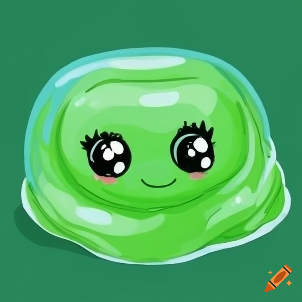 Cute green slime with a smiley face on Craiyon