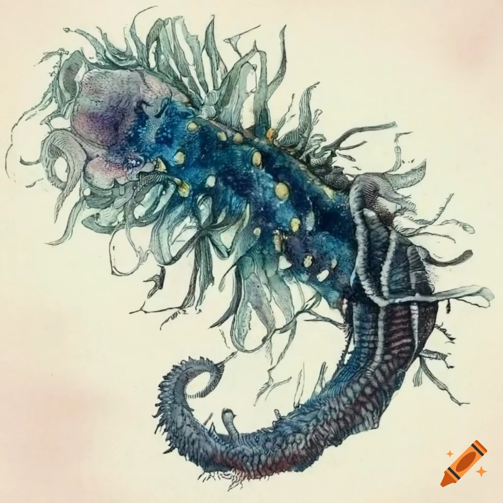 Highly detailed etching of a sea creature on Craiyon