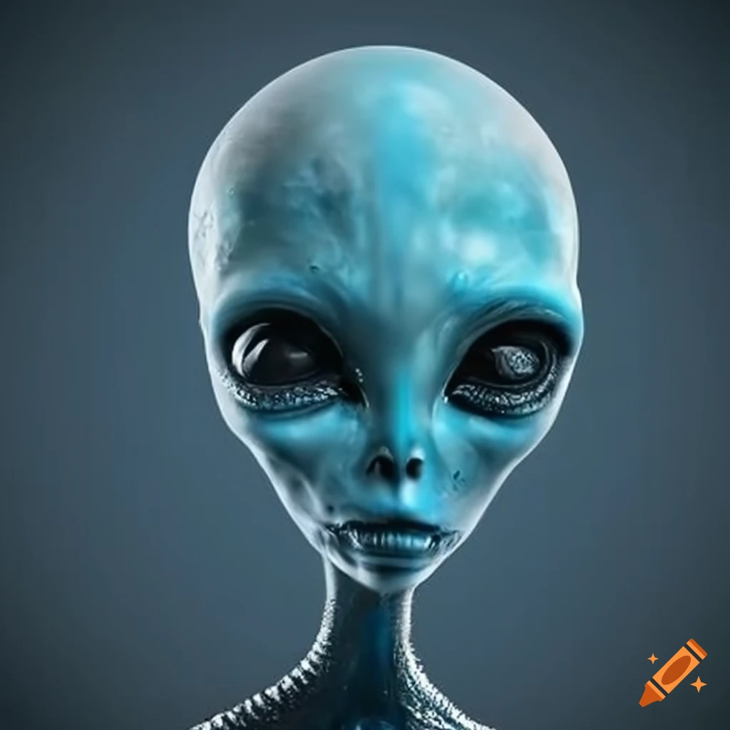Blue alien on a water-rich planet on Craiyon