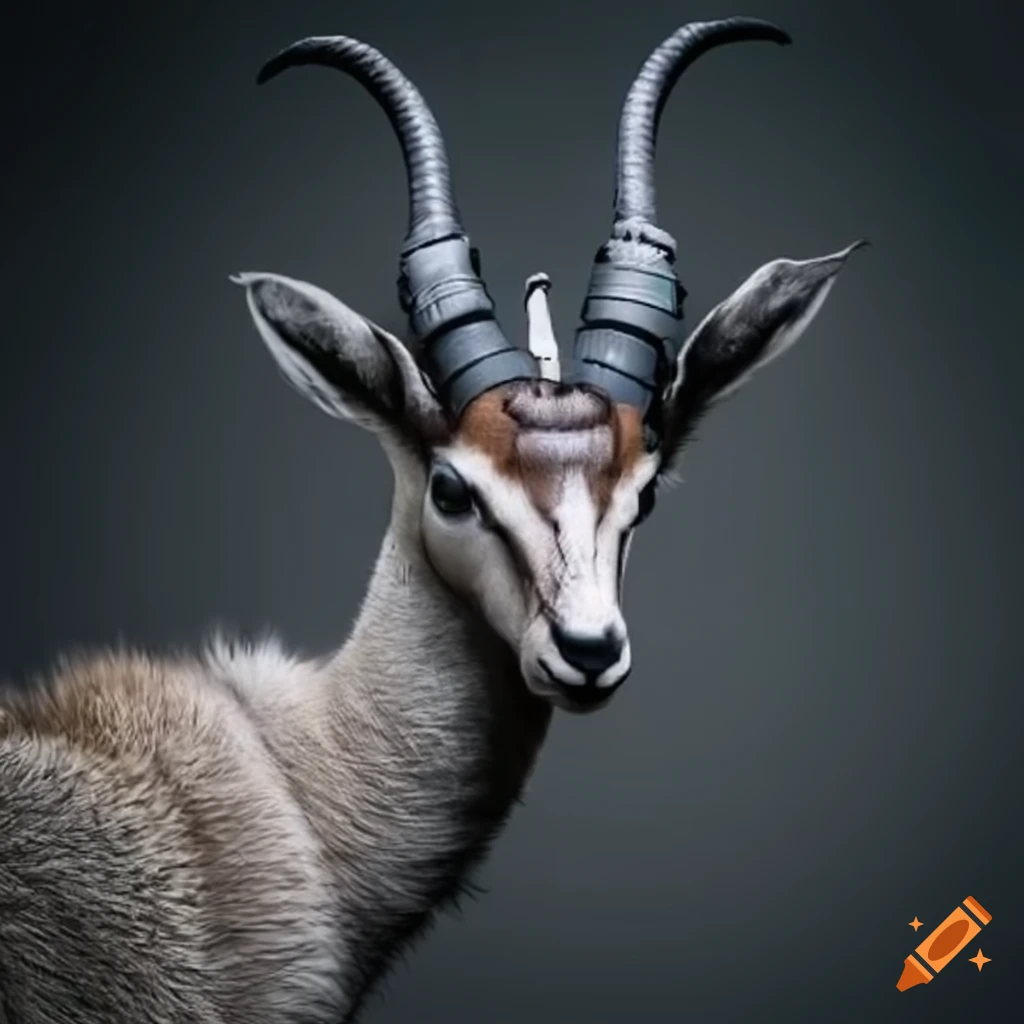 Image of an anthro cyborg antelope on Craiyon