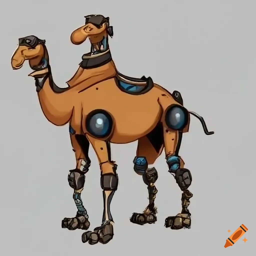 Anthro cyborg-camel illustration on Craiyon