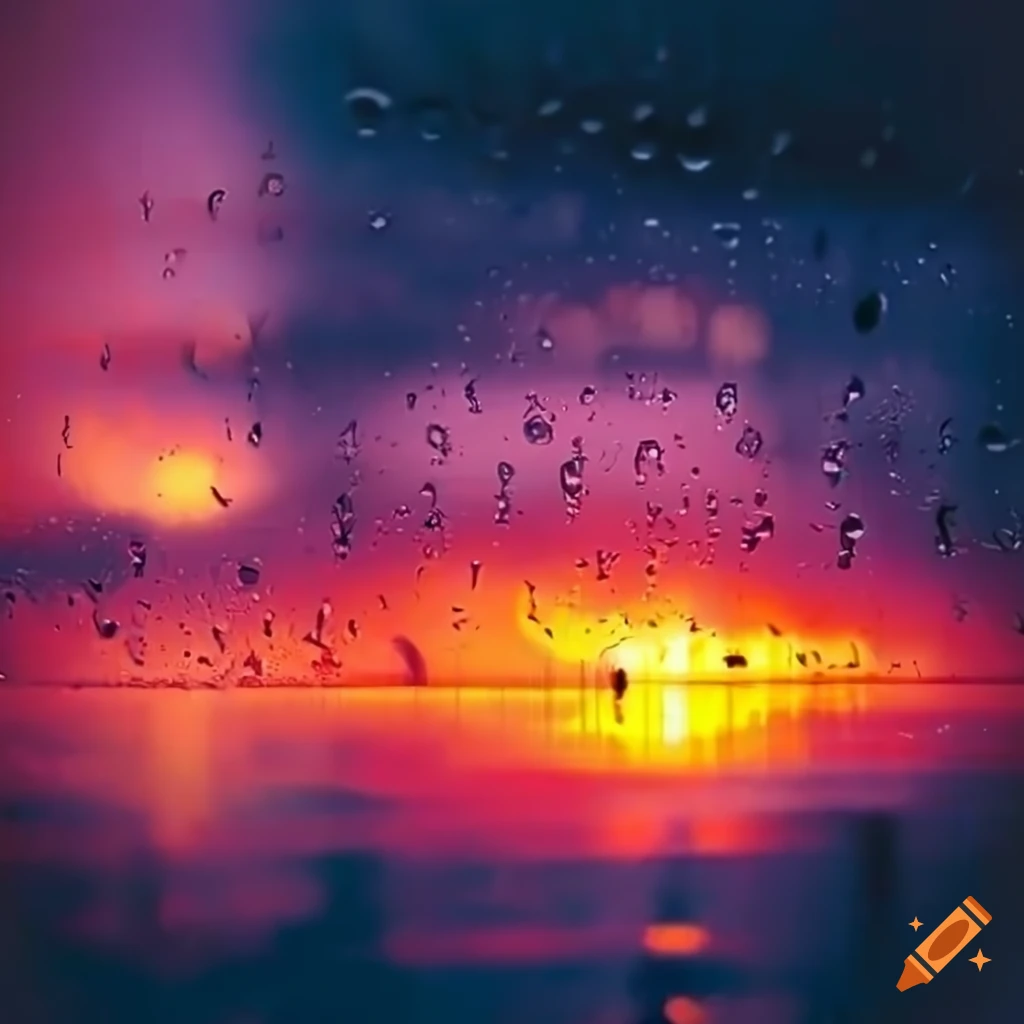 Sunset in the rain on Craiyon