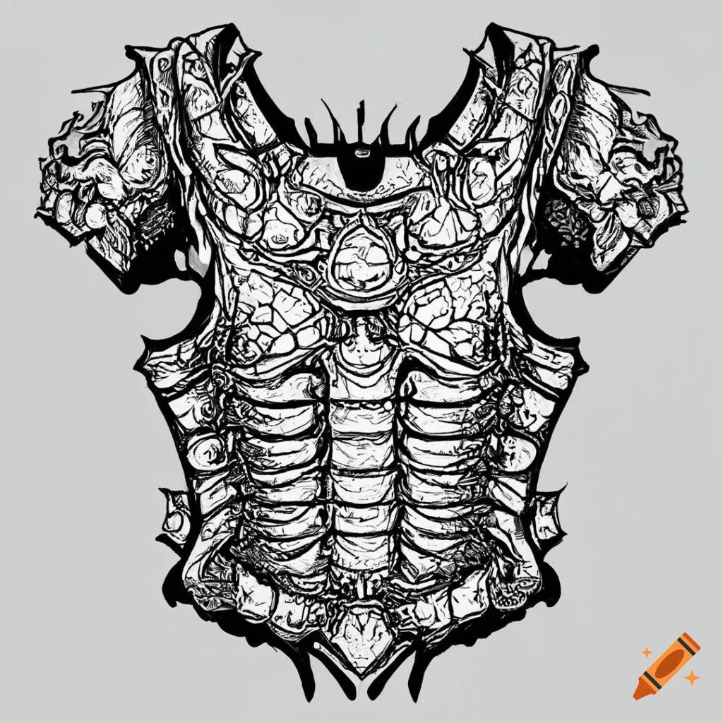 Demonic chest armor line art on Craiyon