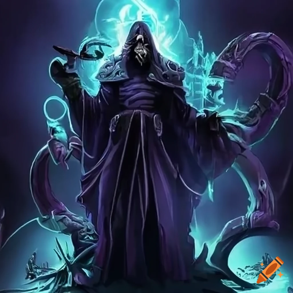 Dark fantasy art of an occultist villain on Craiyon