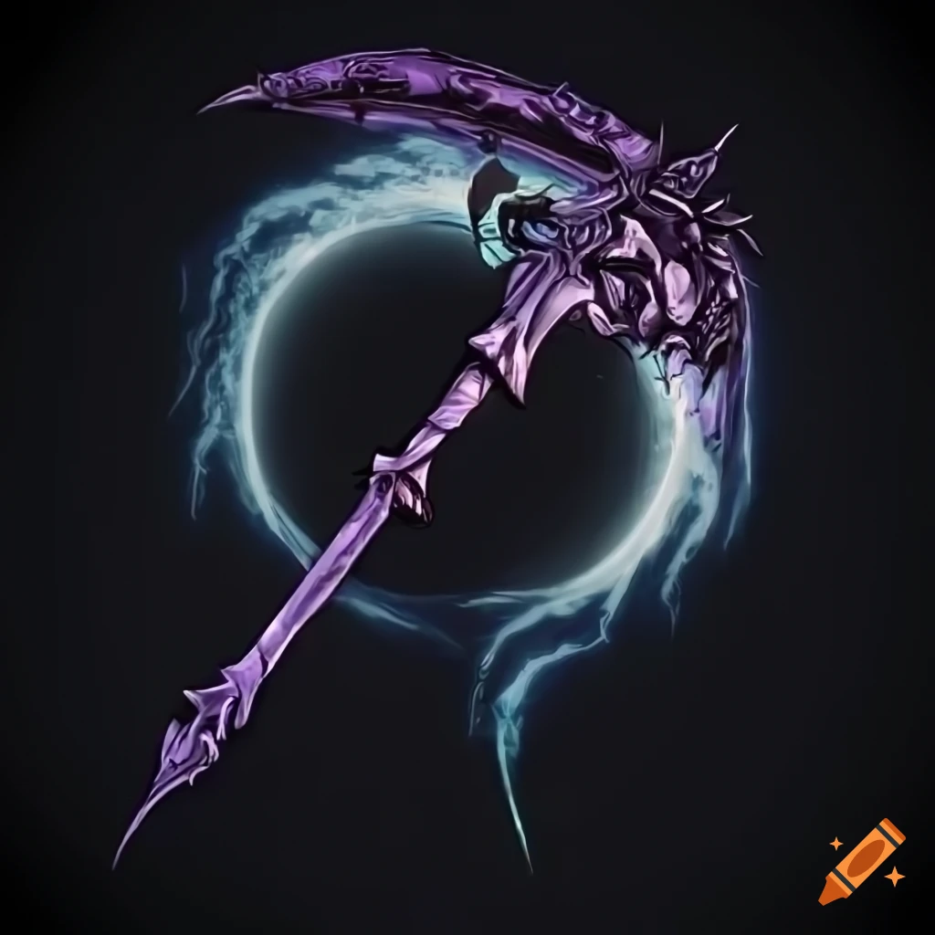 Emblem with eclipse, scythe, skeleton, and shadow on Craiyon