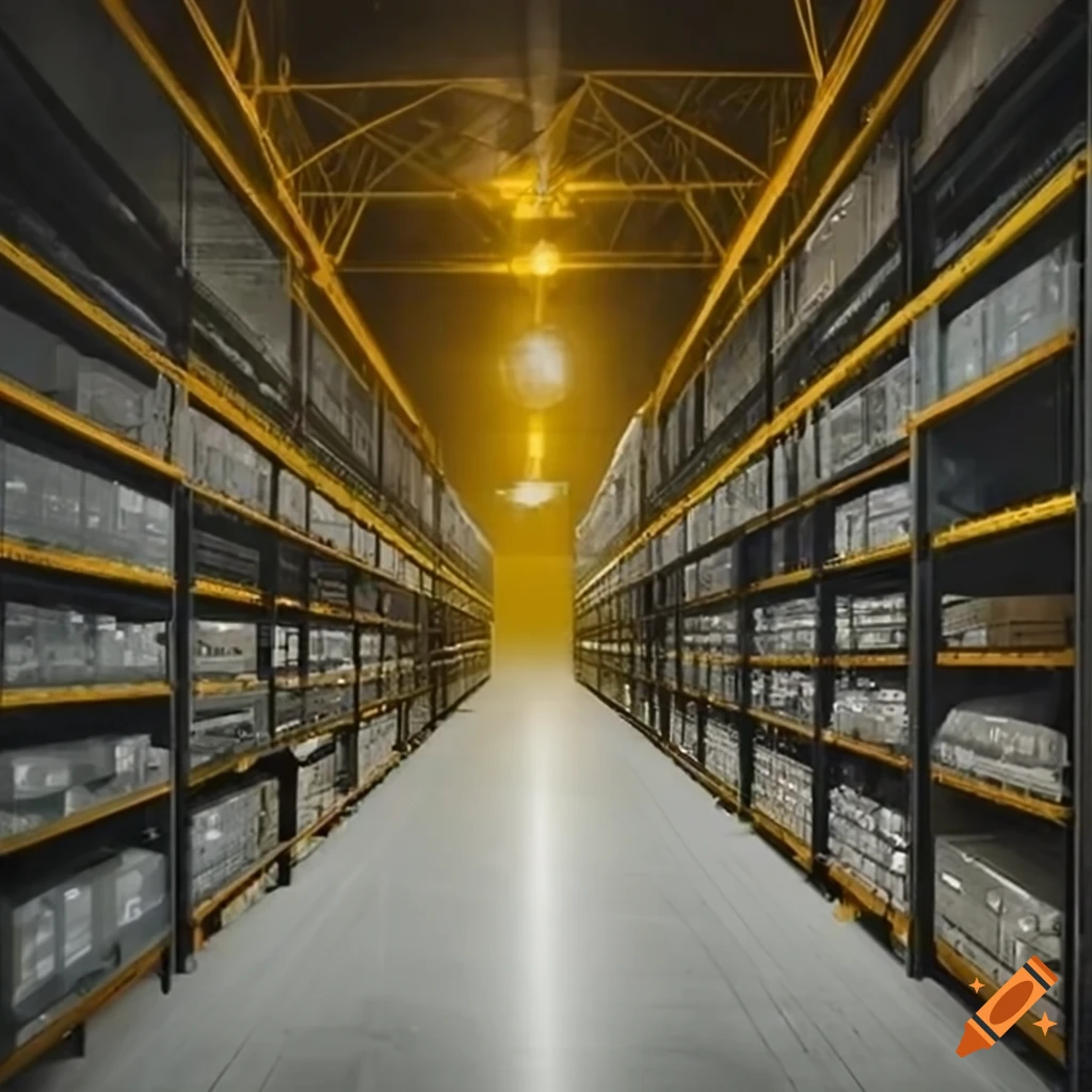 Sleek and modern warehouse sorting station with advanced technology on ...