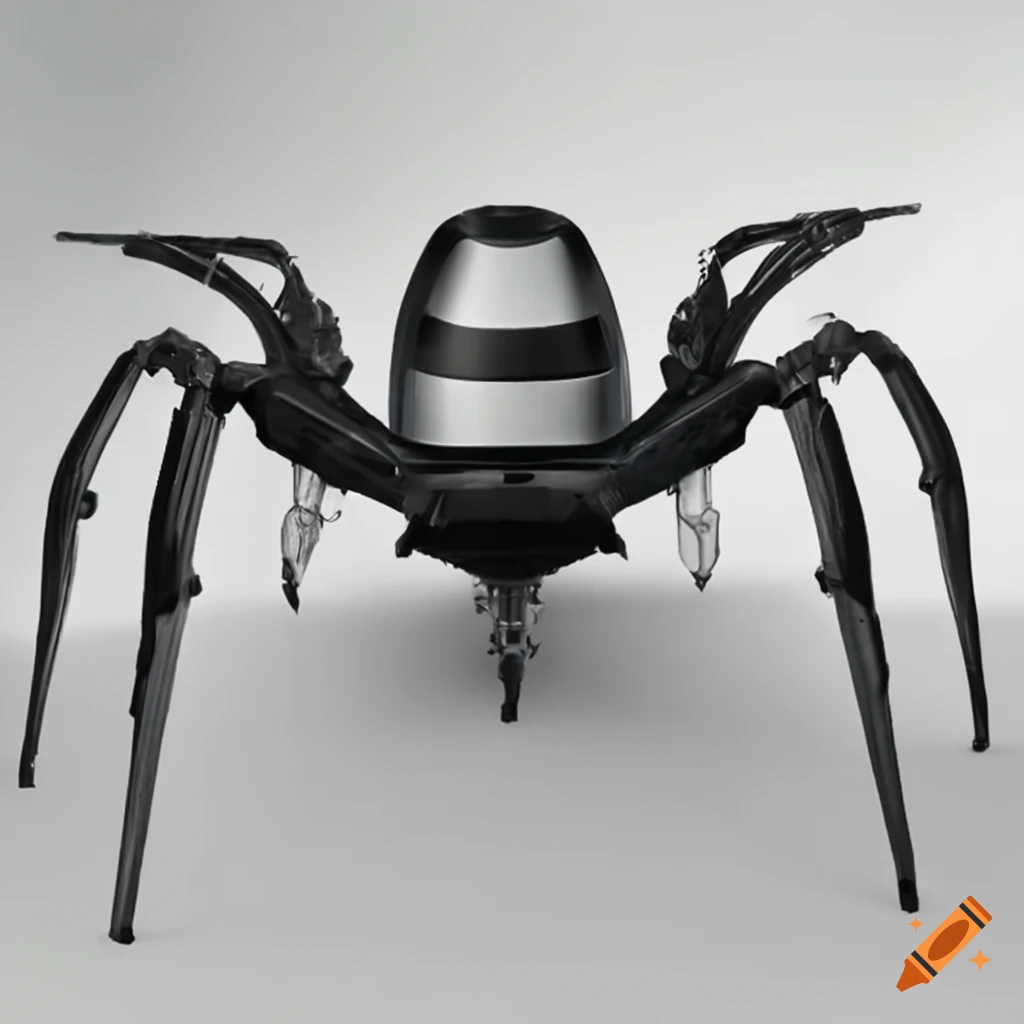 Futuristic spider-like robot with vacuum suction cups on Craiyon
