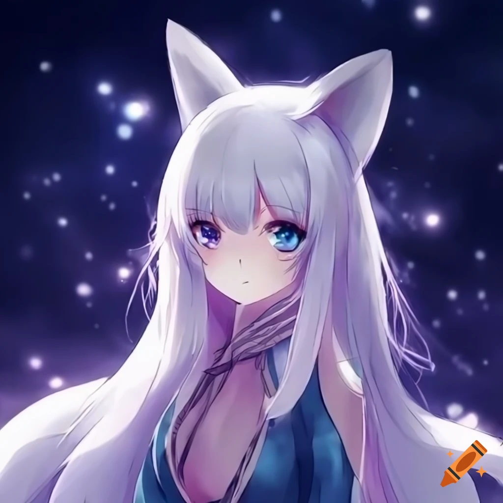 Anime fox girl dancing under the moonlight on Craiyon