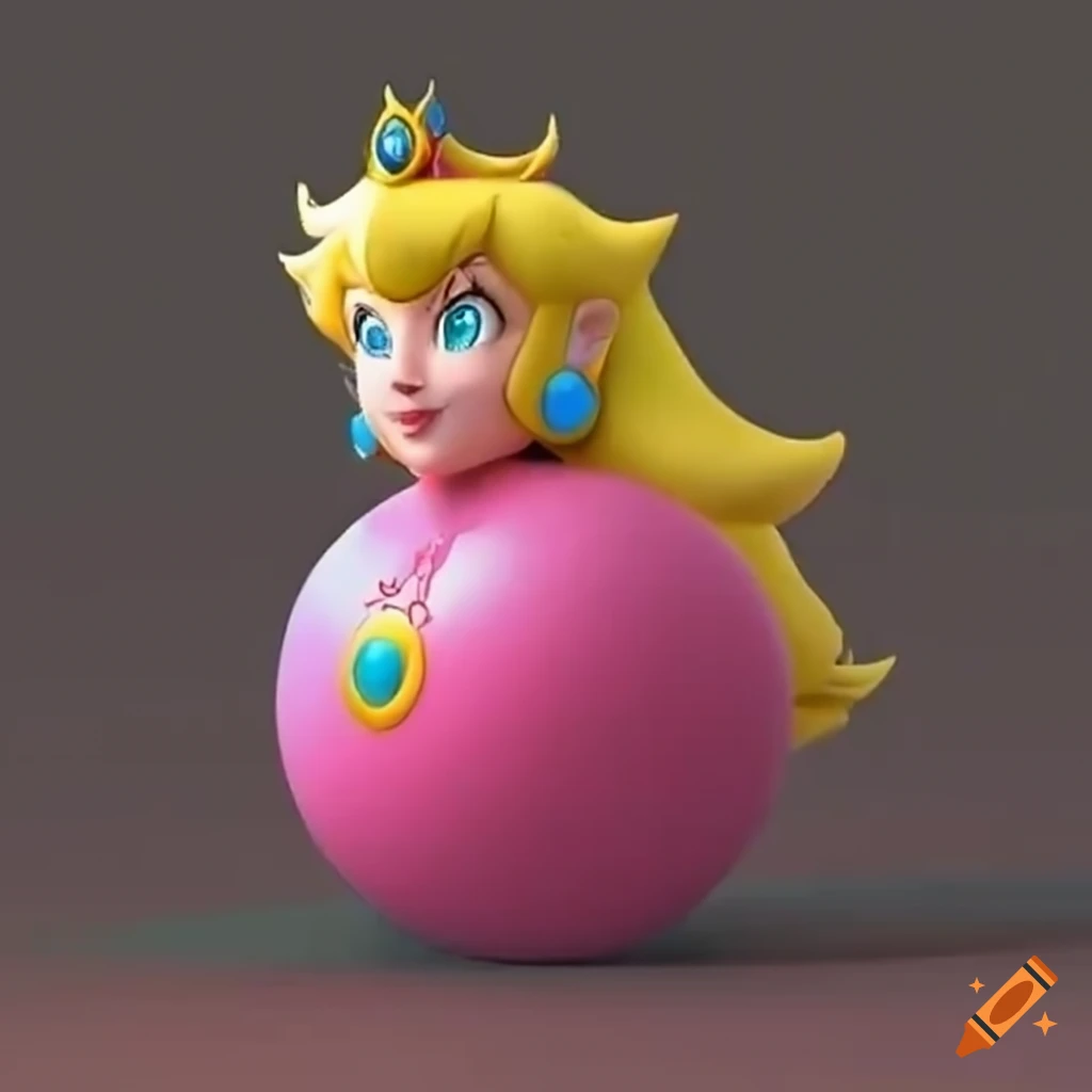 Princess peach in a giant rubber ball on Craiyon