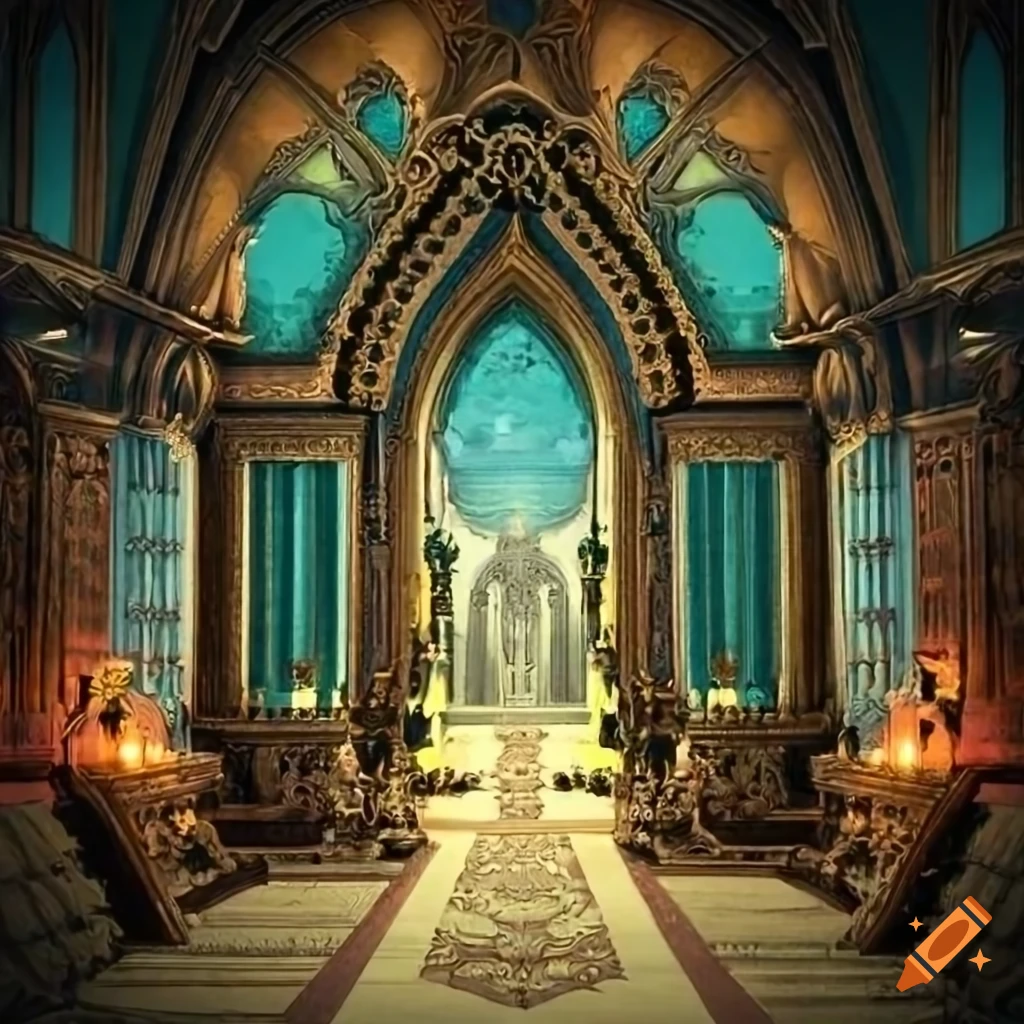 Celtic inspired throne hall with grand windows and thrones on Craiyon