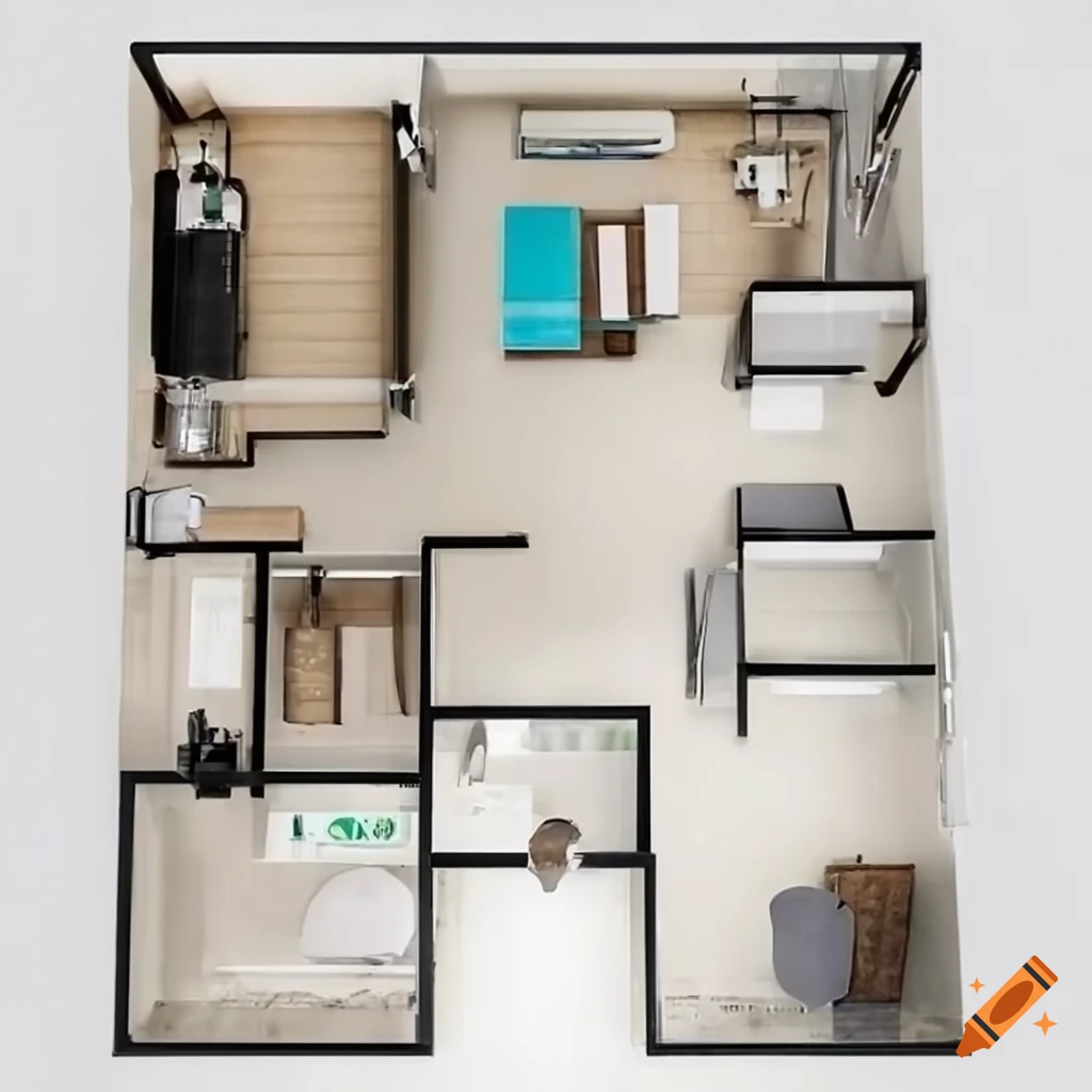 Floor plan for a water refilling station on Craiyon
