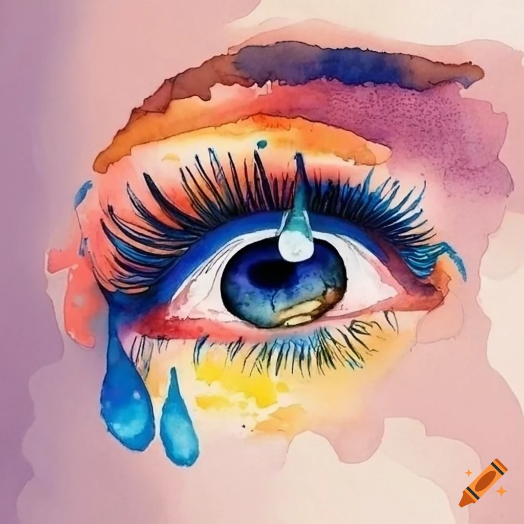 Watercolor painting of tears on Craiyon