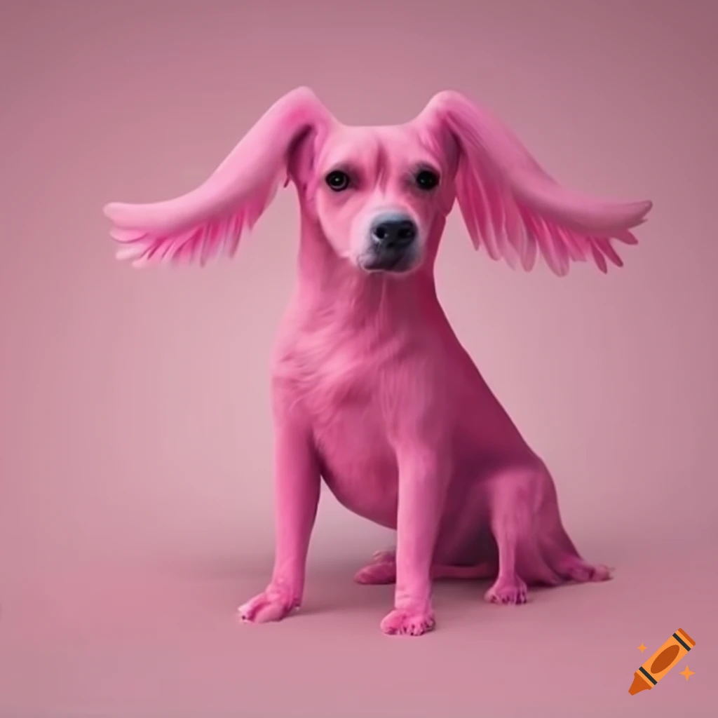 Pink dog with wings on Craiyon