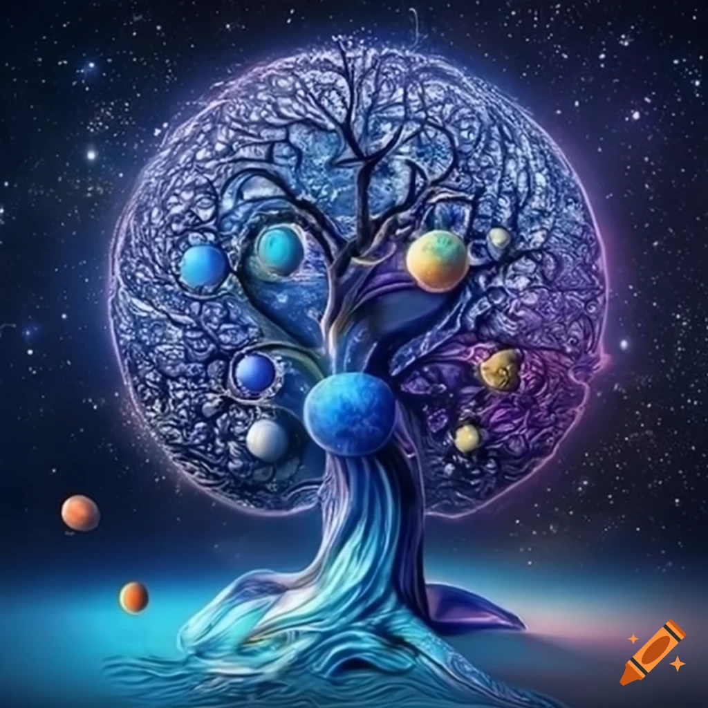 Disney-inspired tree of life with planets and stars on Craiyon