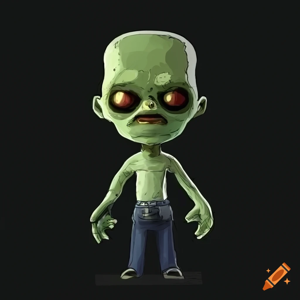 Illustration of a simple full body zombie on Craiyon