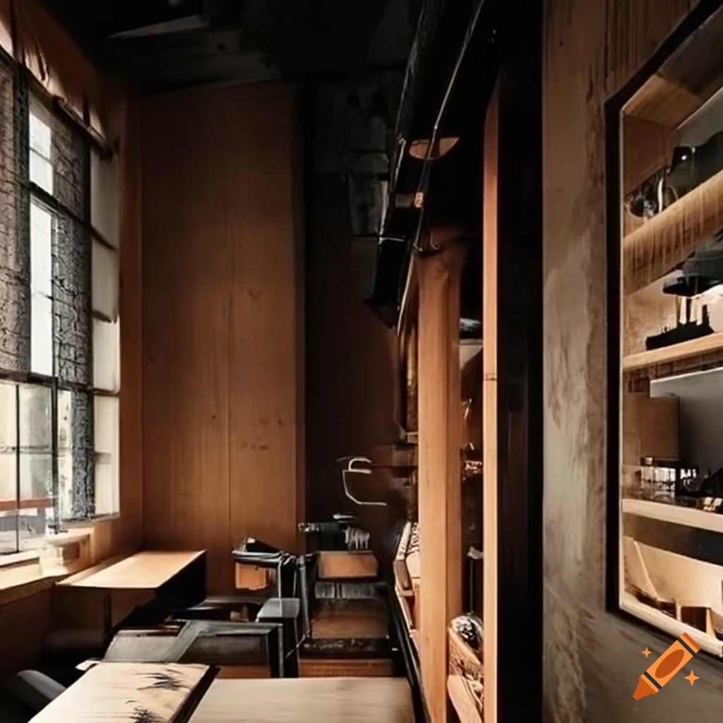 Minimalist architecture of a secluded coffee shop on Craiyon