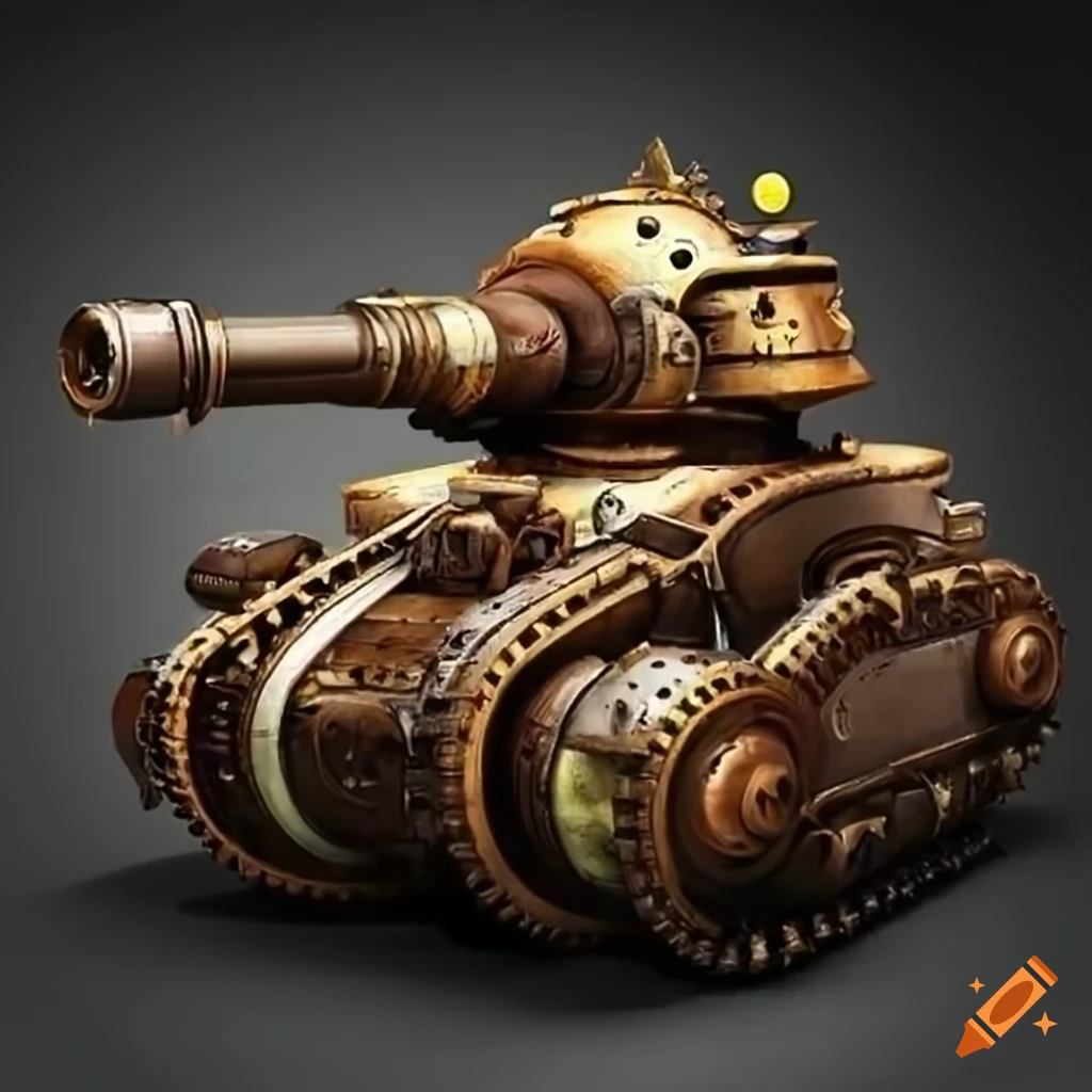 Steampunk tank artwork on Craiyon