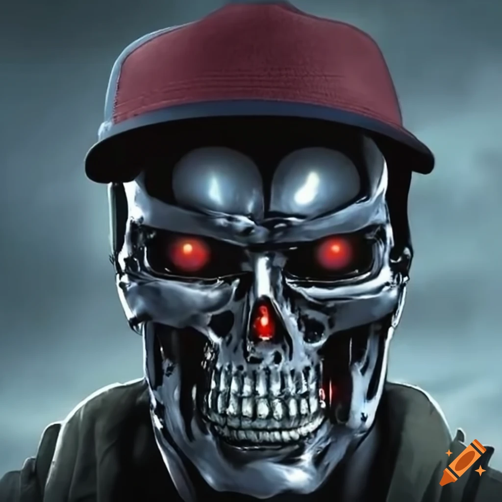 Terminator with baseball hat and tank top