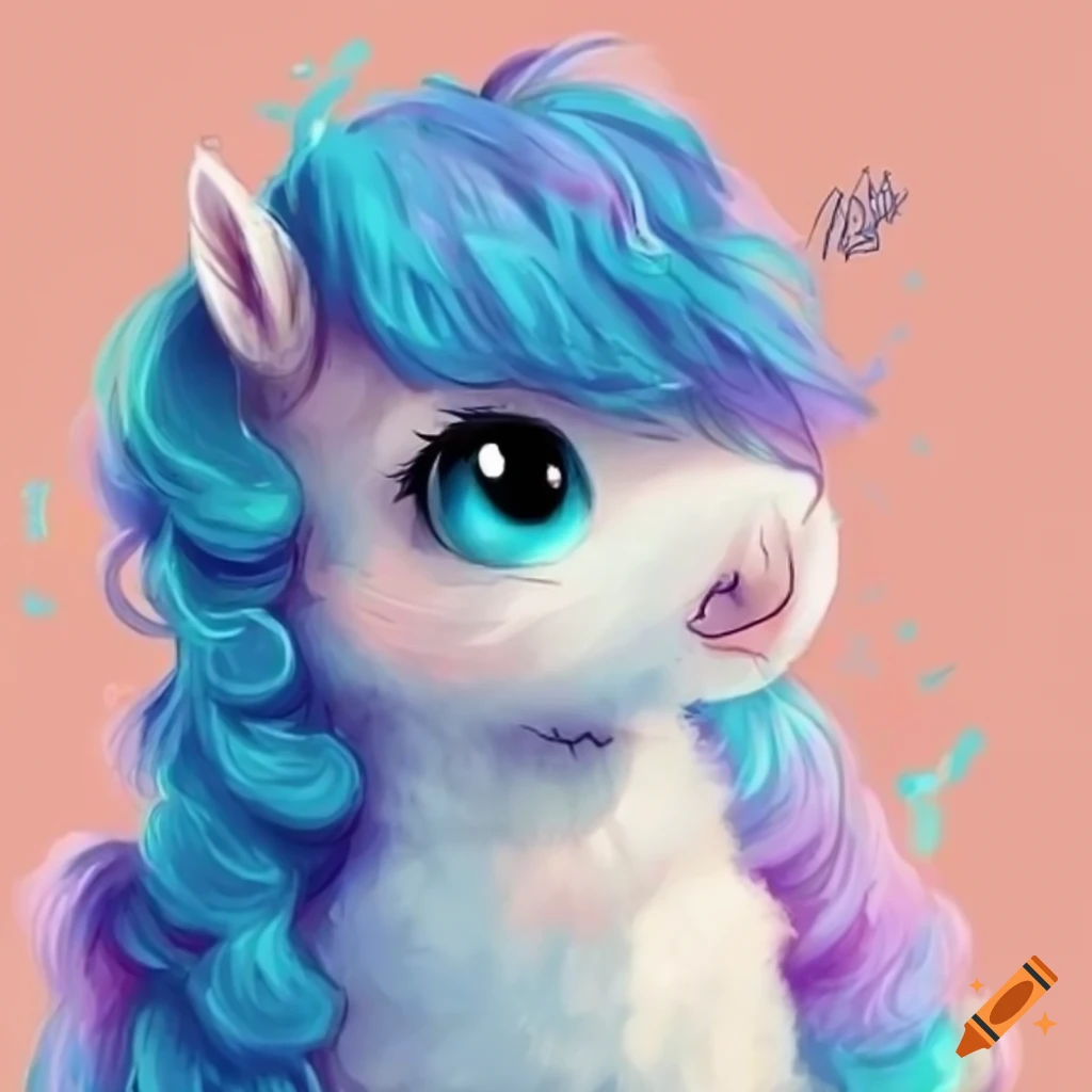 Drawing of a fluffy pony on Craiyon