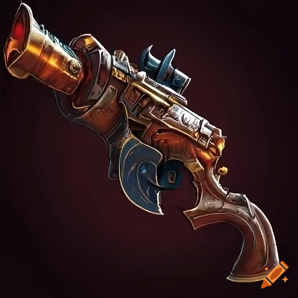 Concept art of a fantasy gun on Craiyon