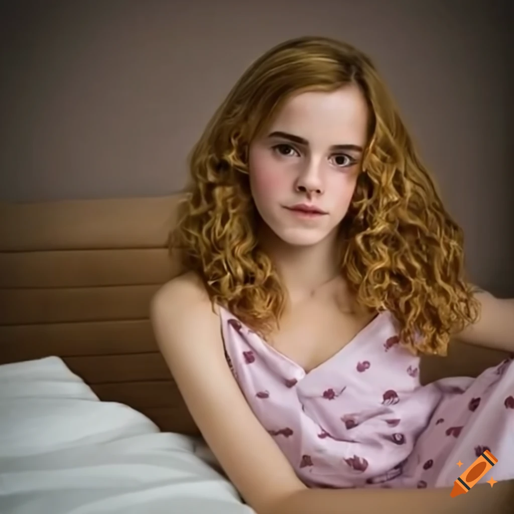 Hermione in pajamas lying in bed on Craiyon
