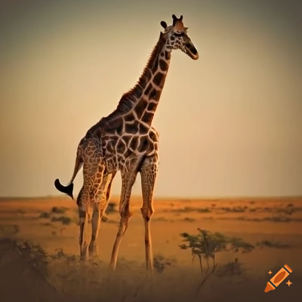 Stunning giraffe in the savannah on Craiyon