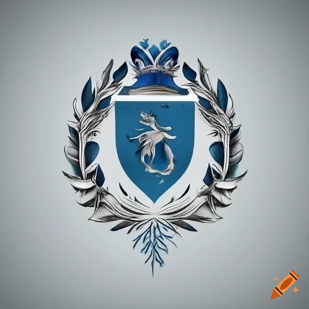 Minimalist family crest with antler outline and laurel leaf design on ...