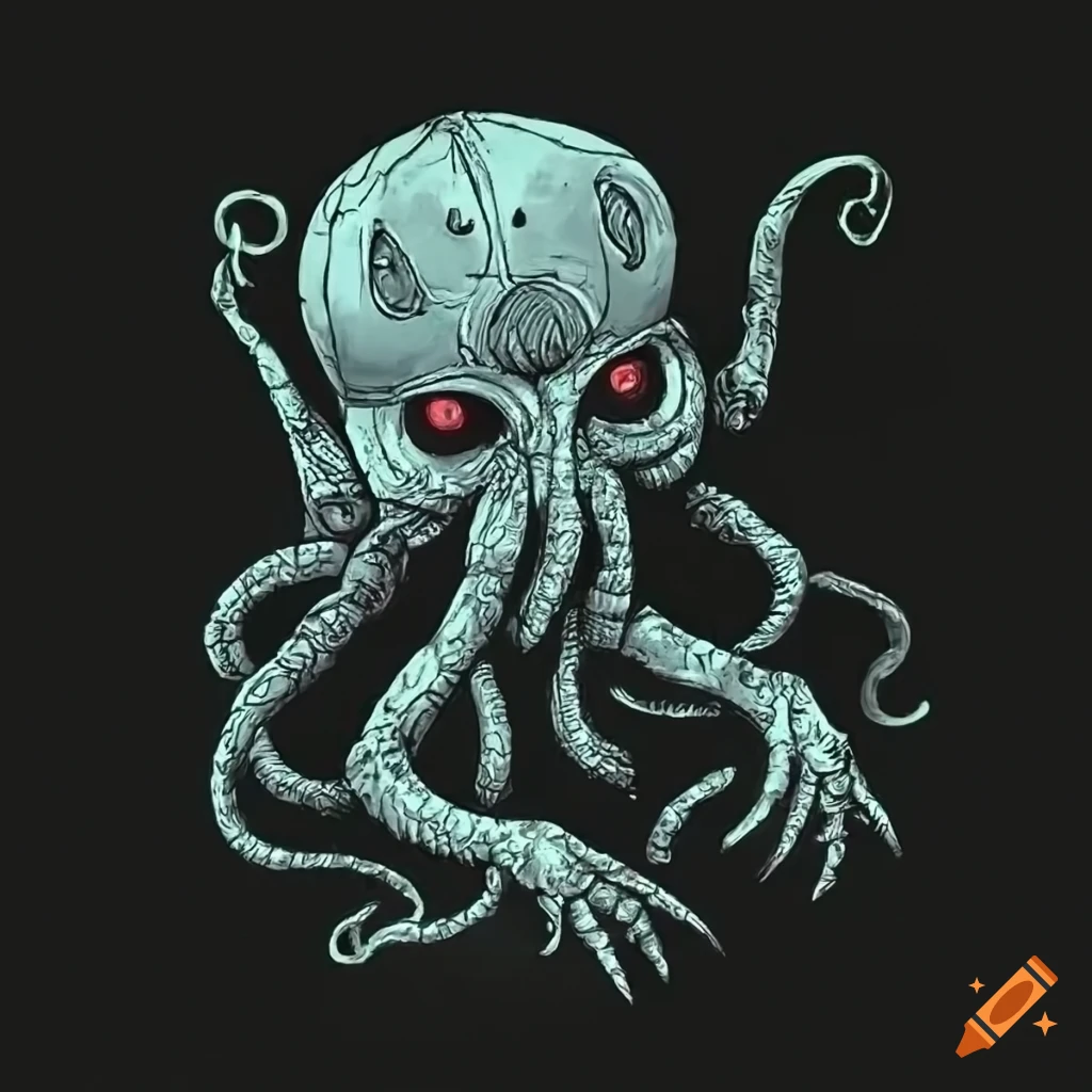 Image of cthulhu meeting a robotic leg on Craiyon