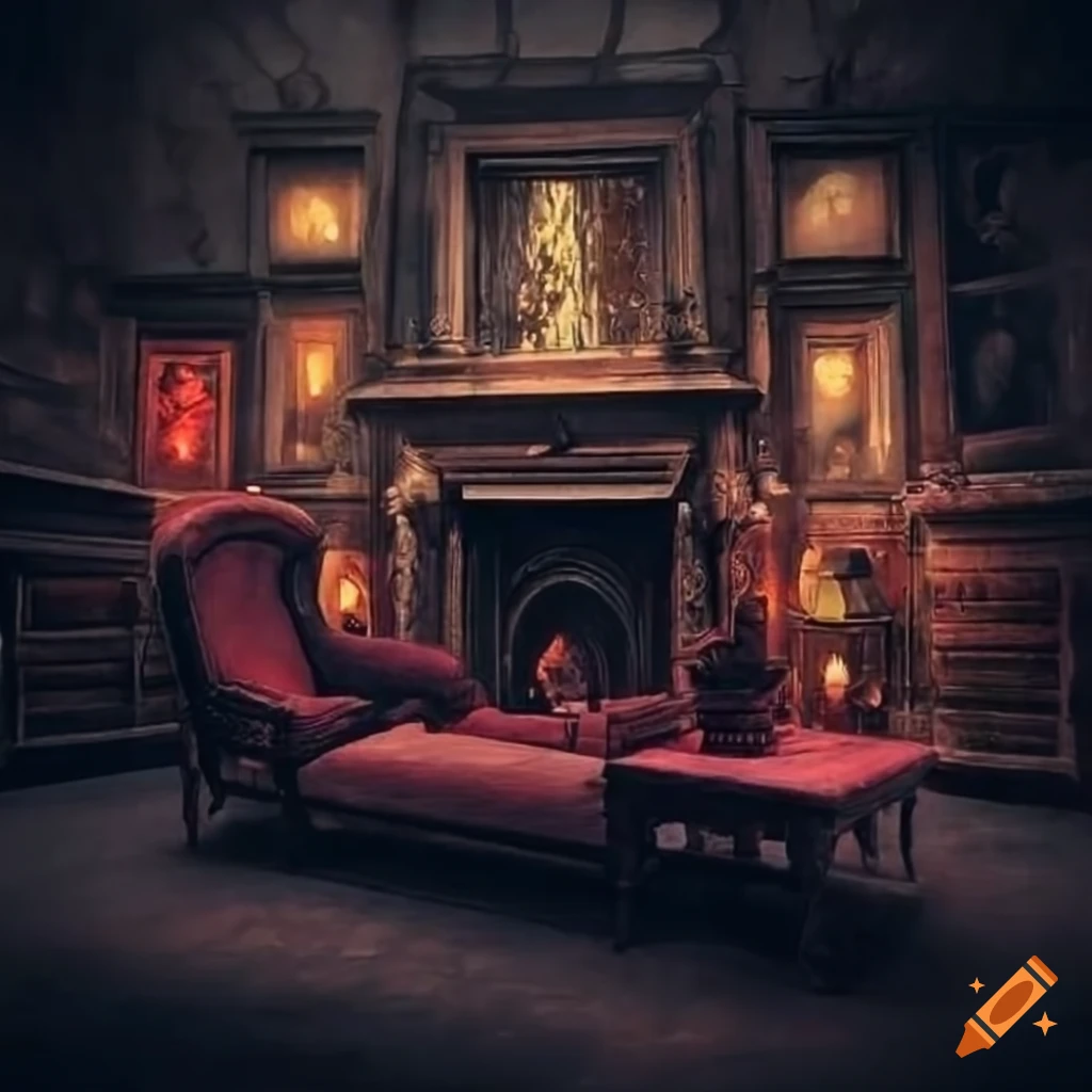 Interior of a spooky castle with candles and ornate decor on Craiyon