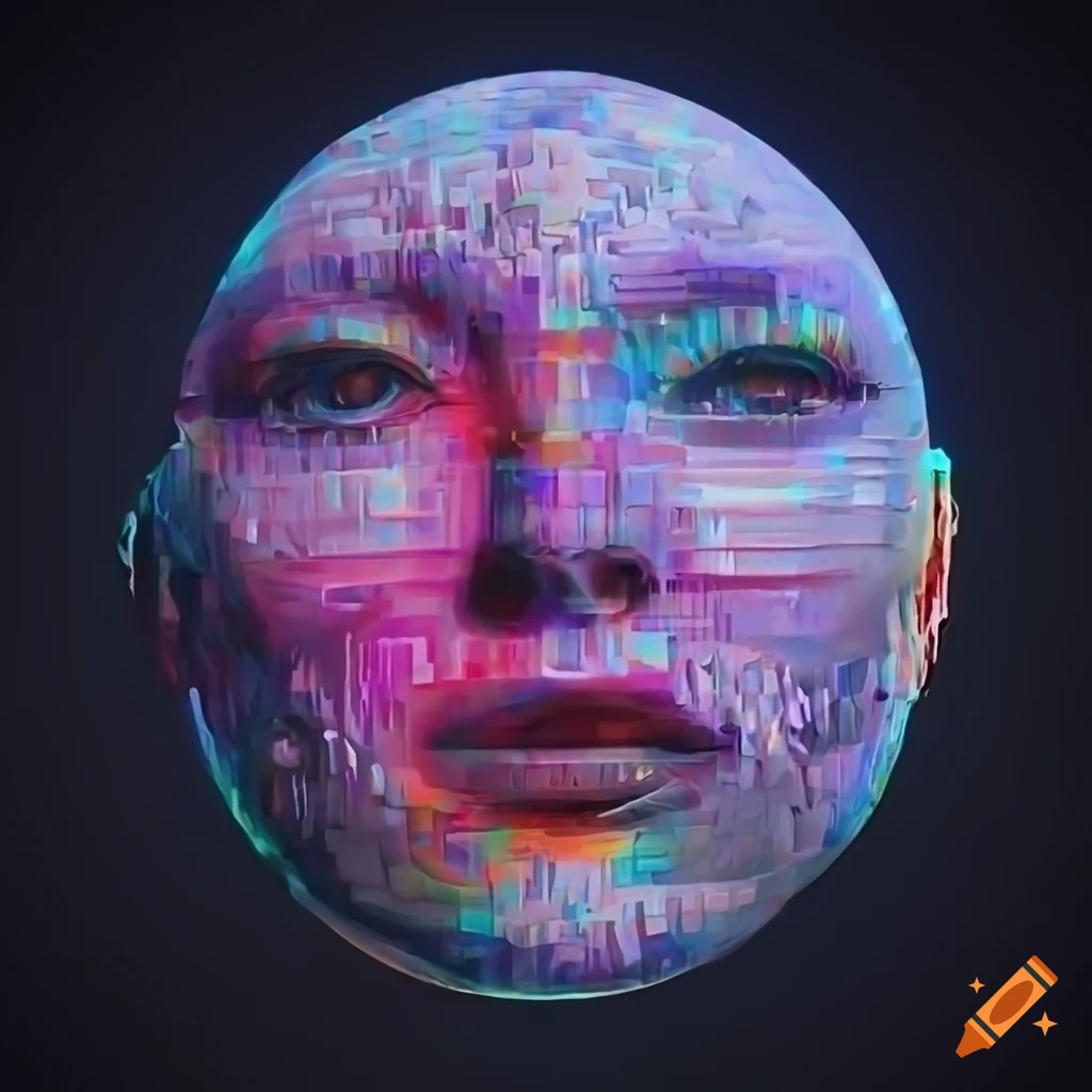 Ultra detailed 3D maze face acrylic art on Craiyon