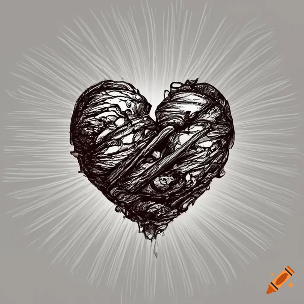 Icon of a gothic-style bone heart on Craiyon