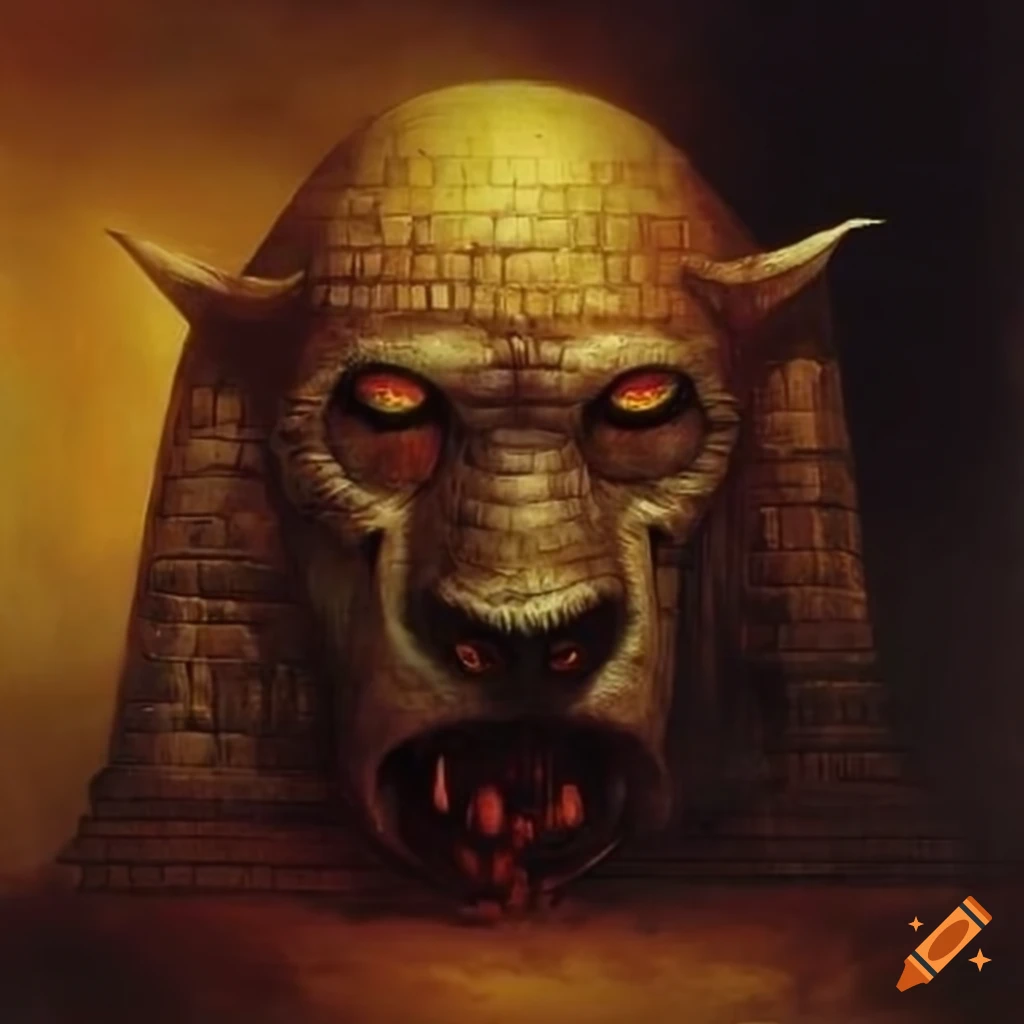 Painting of Fenrir The Ferocious in a temple on Craiyon