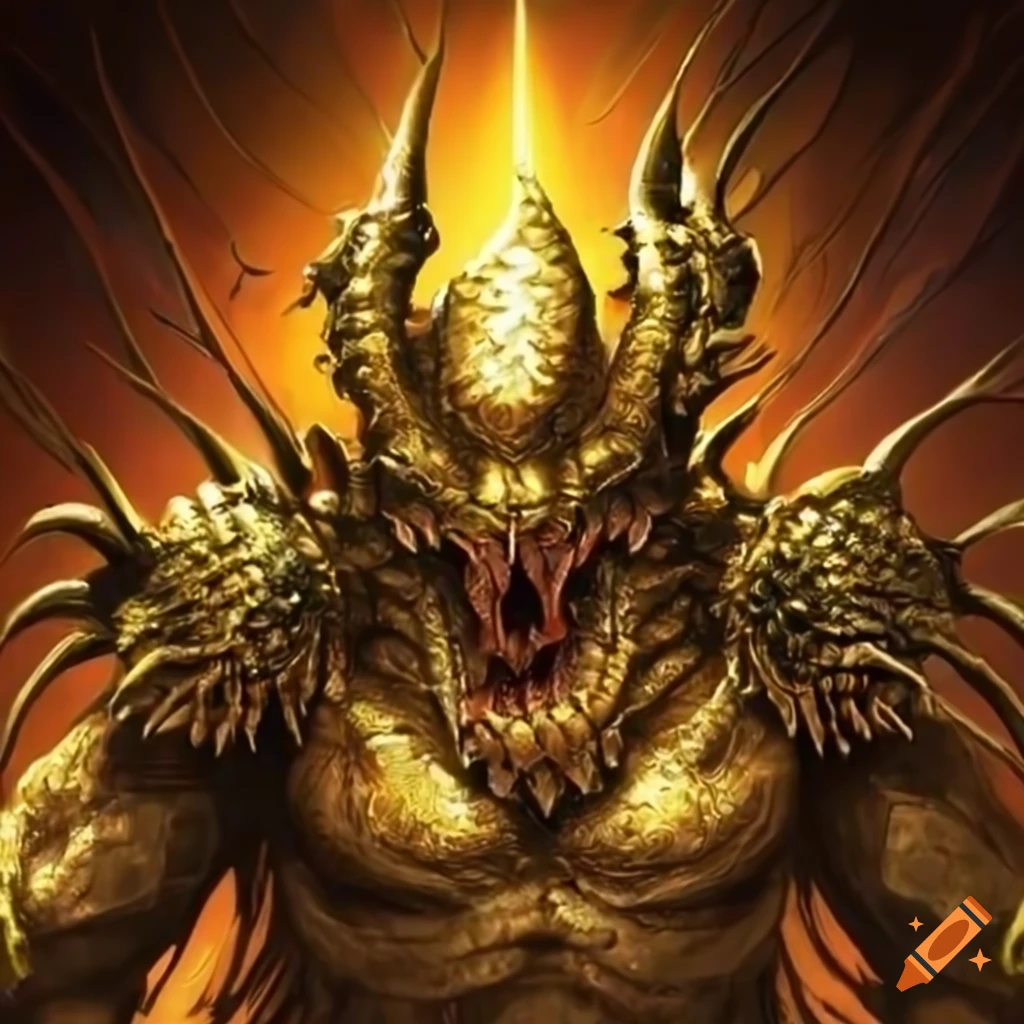 Golden humanoid dragon token on Craiyon