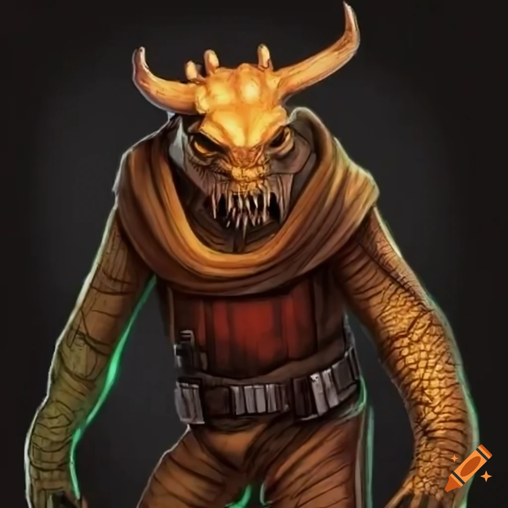 Rebel alien fighter with horns and electrostaff