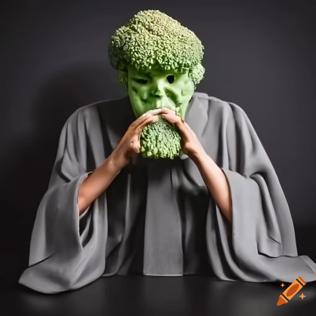Image of an evil philosopher with a broccoli head on Craiyon