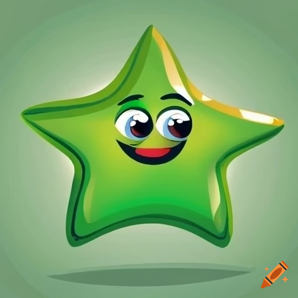 Smiling green cartoon star icon on Craiyon