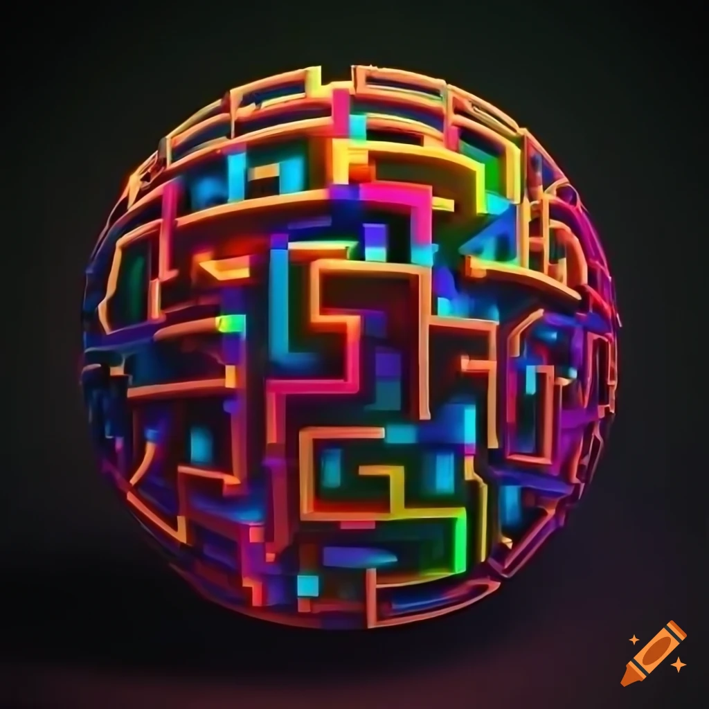 Ultra-detailed 3D sphere maze toy in head on Craiyon
