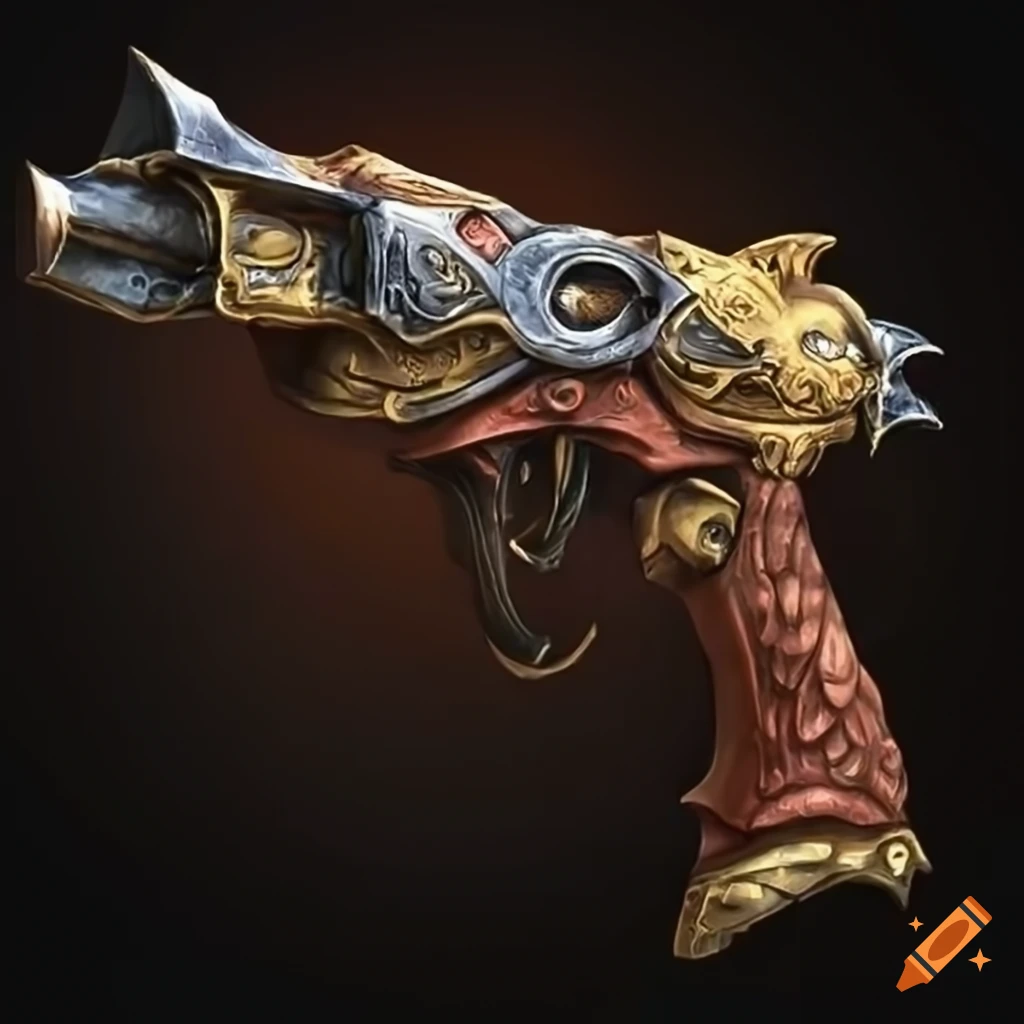 Fantasy pistol illustration on Craiyon