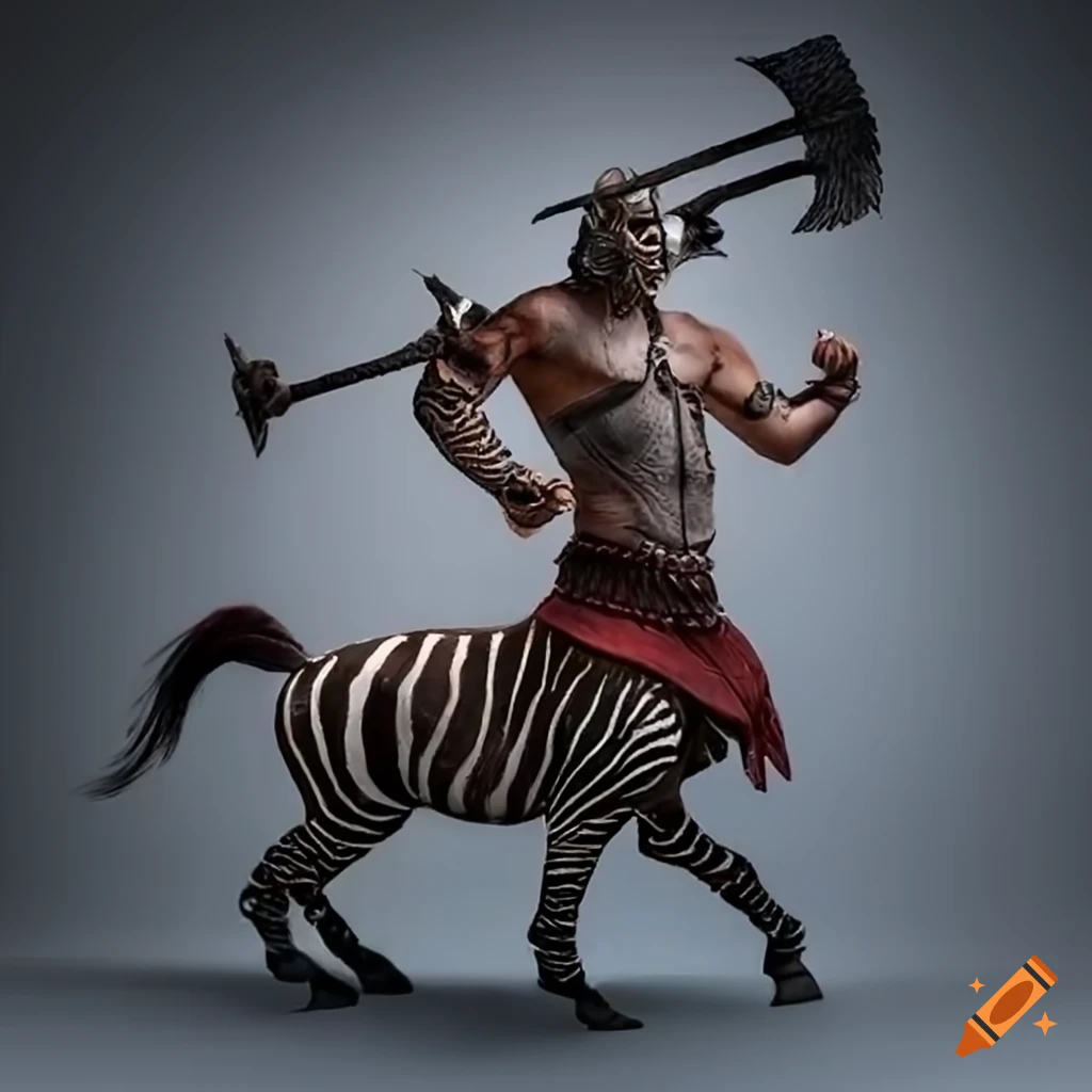 Zebra centaur warrior artwork on Craiyon