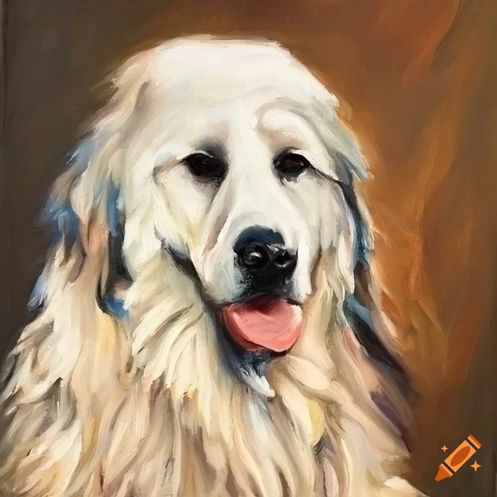 Profile painting of a great pyrenees dog