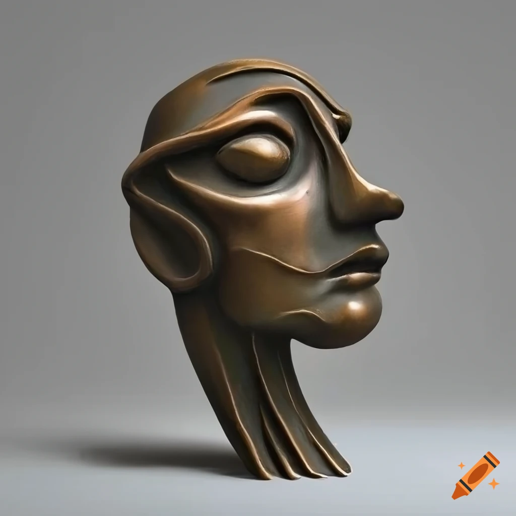 Bronze sculpture of a discombobulated jiangshi head on Craiyon