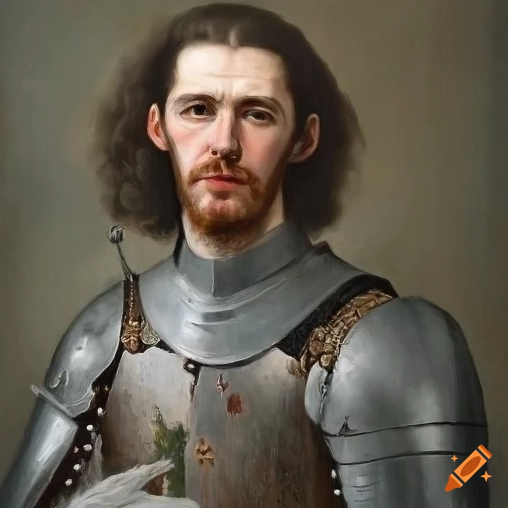 16th-century oil painting of a knight resembling hozier