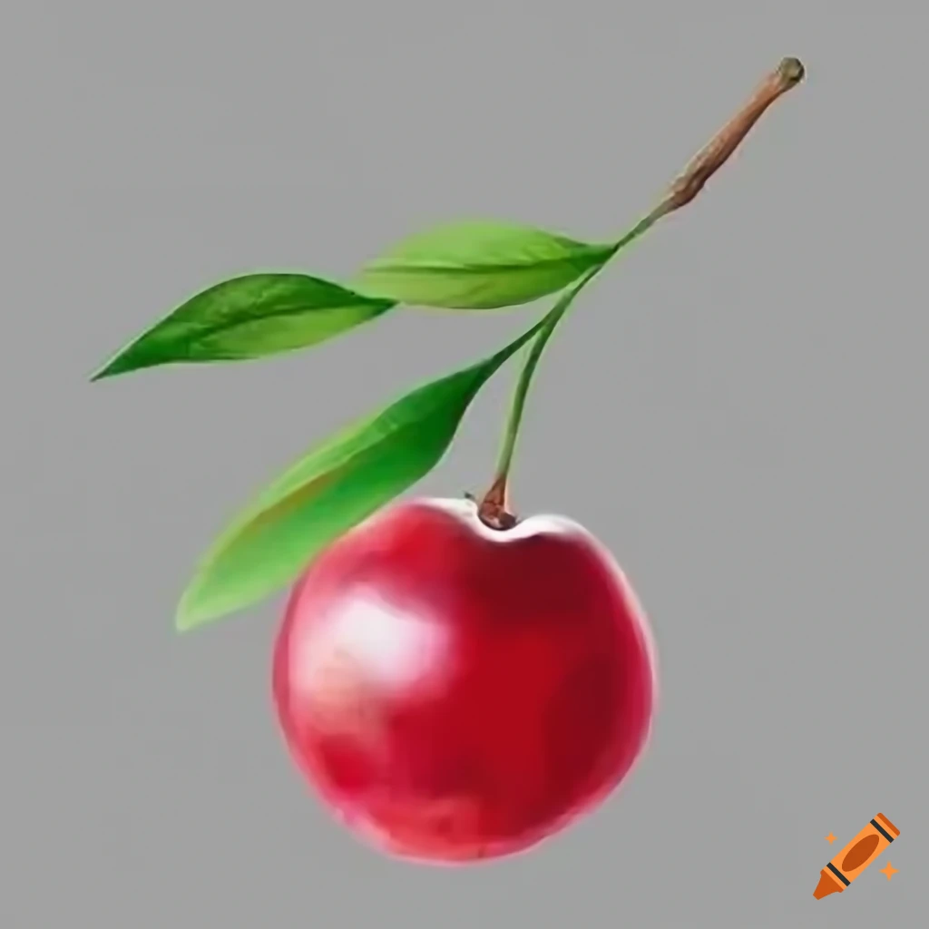 Vector illustration of a cranberry with stem on Craiyon