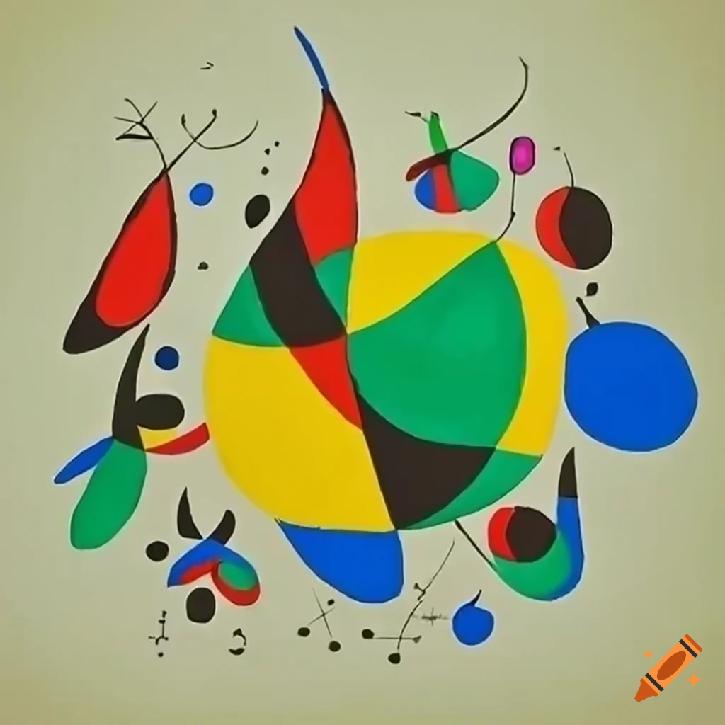 Abstract painting inspired by joan miro's style on Craiyon
