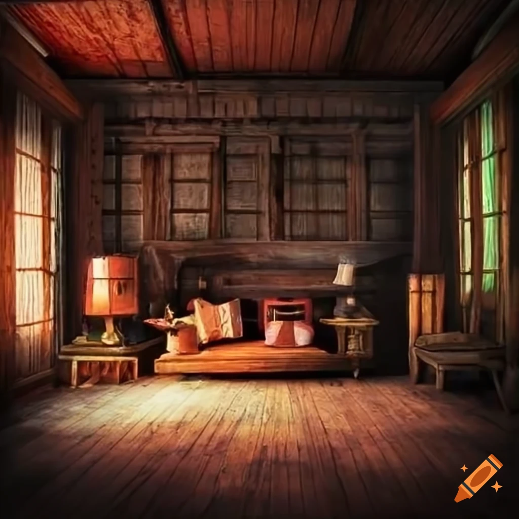 Interior of an old Filipino house with living room and bedroom on Craiyon