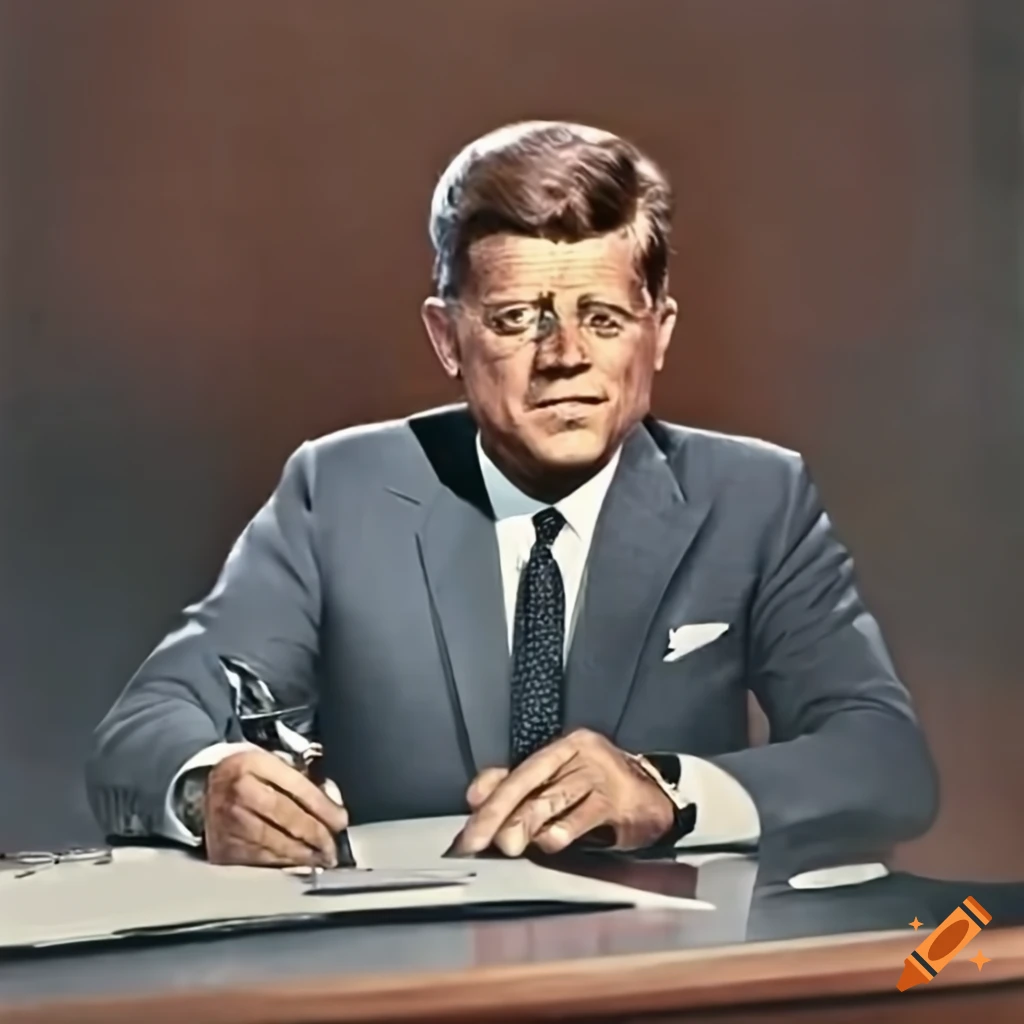 Colorized photo of john f kennedy signing a bill on Craiyon