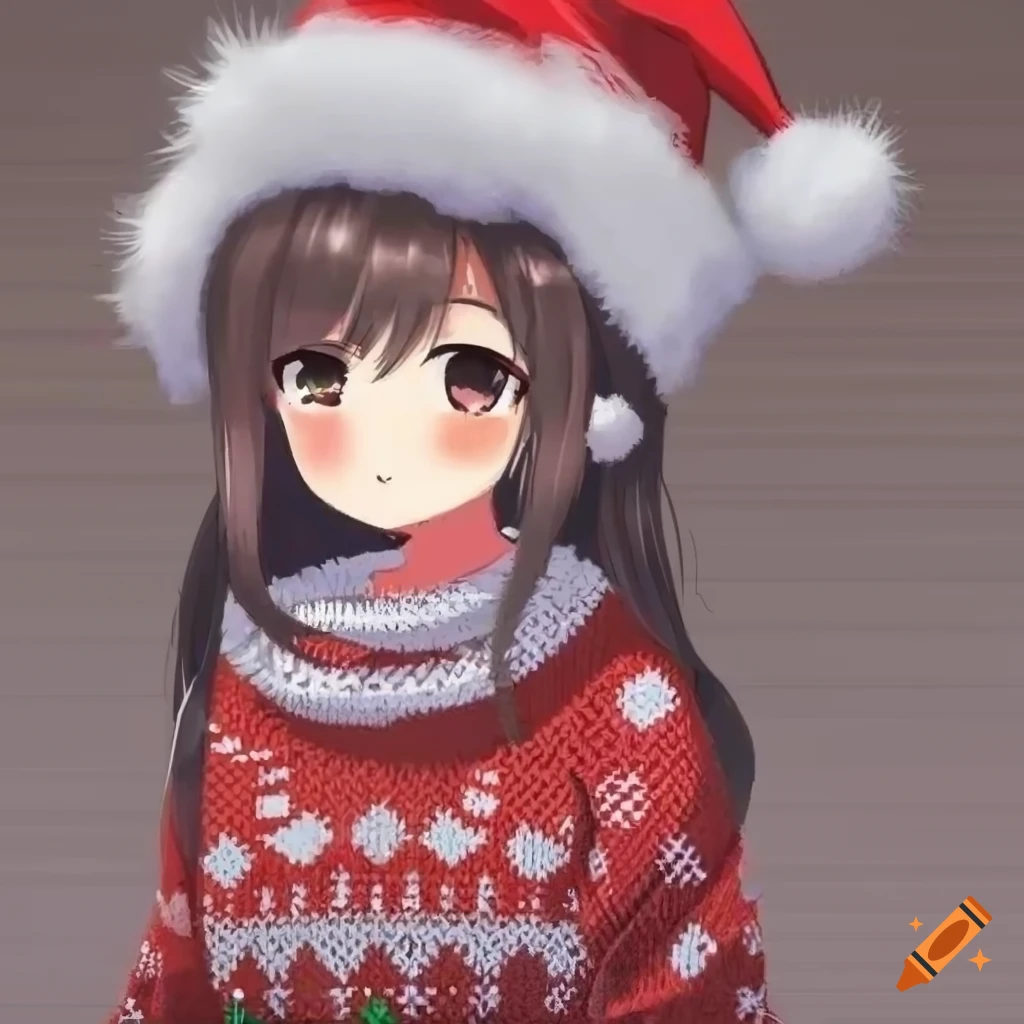Cute anime girl in christmas outfit on Craiyon