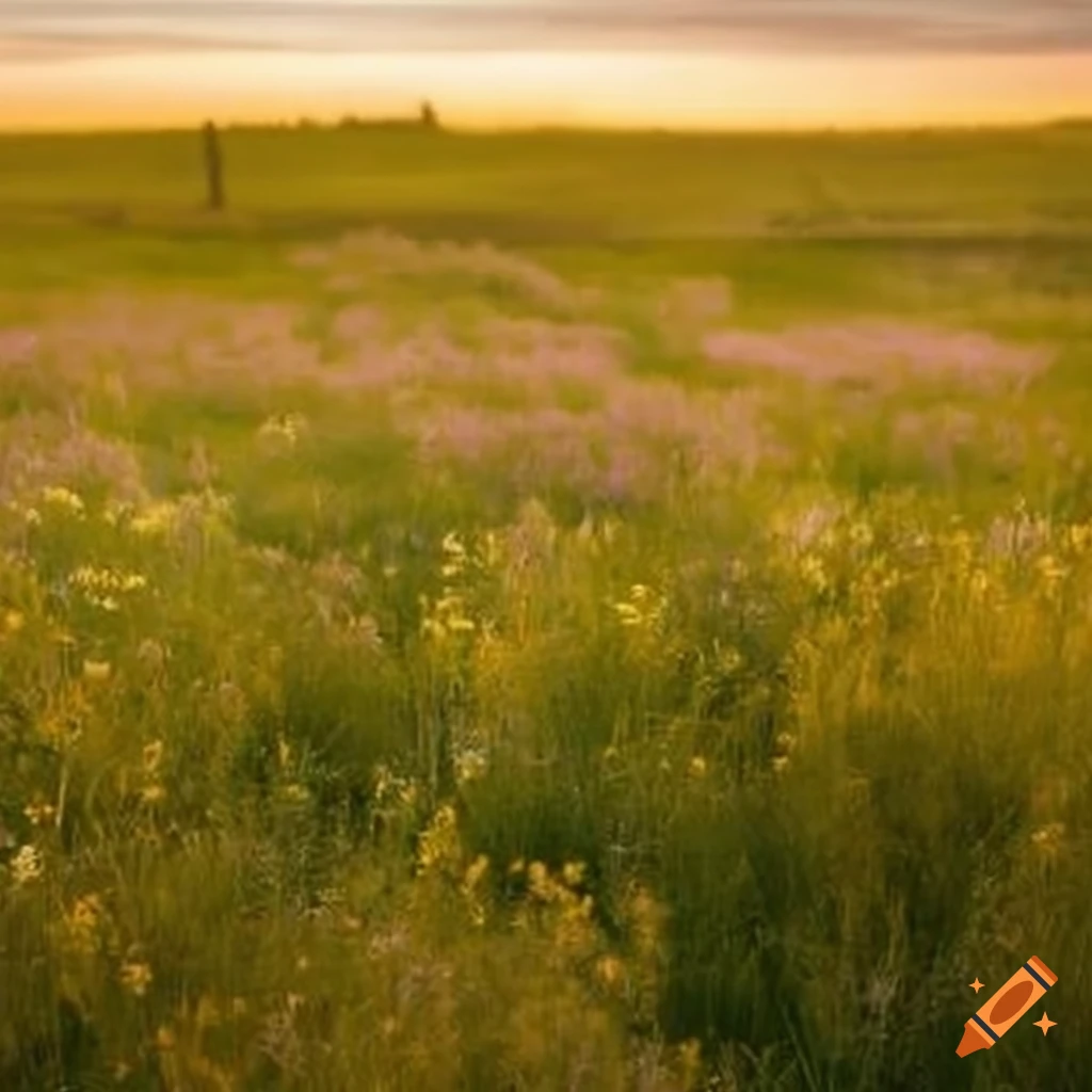 Wildflowers blooming on the prairie on Craiyon