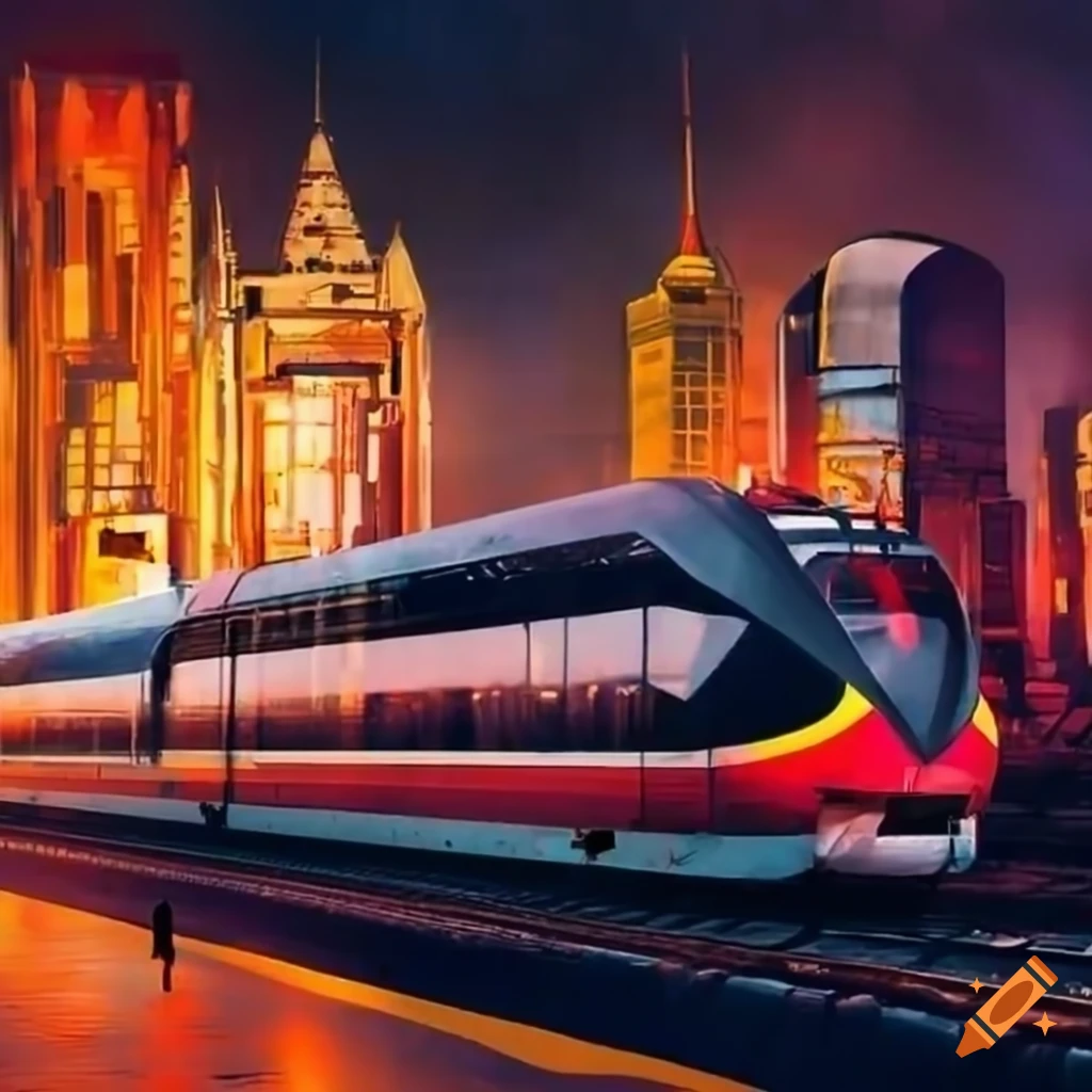 Futuristic german flag train in a futuristic city on Craiyon