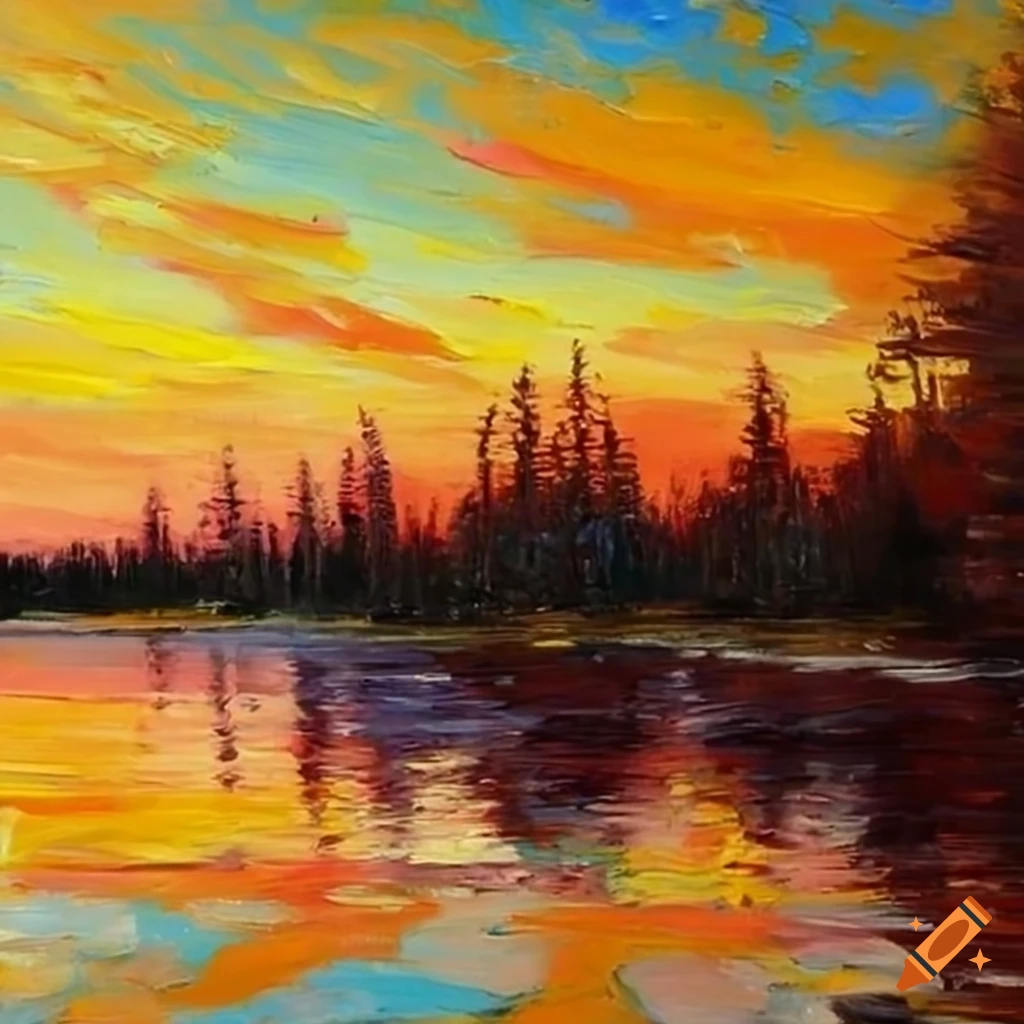 Impressionist painting of a spring sunrise on Craiyon